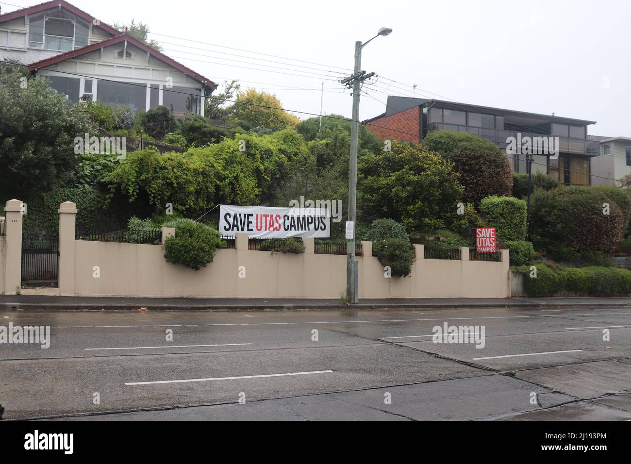 The SAVE UTAS banner outside the residential home, residents opposing ...