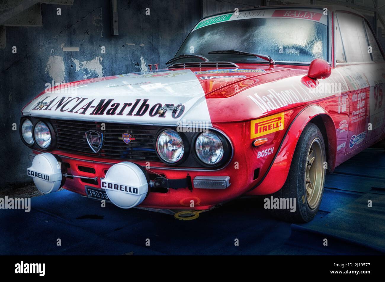 The vintage rally car in esposizion lancia Stock Photo - Alamy