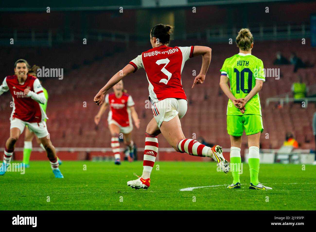 London, UK. 23rd Mar, 2022. Lotte Wubben-Moy (3 Arsenal) celebrates ...