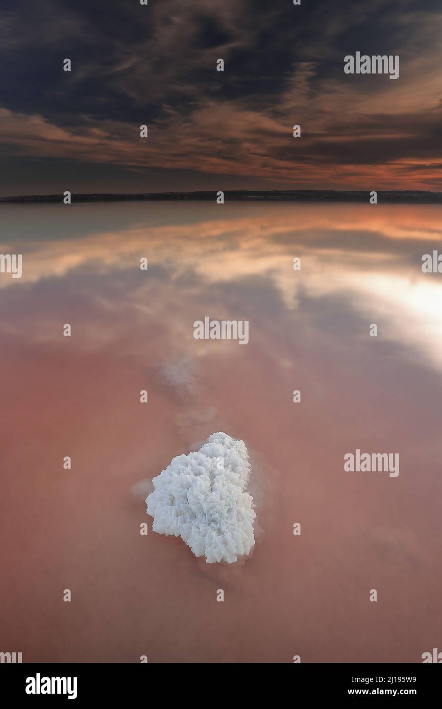 A vertical shot of crystallized salt in a red sea Stock Photo - Alamy