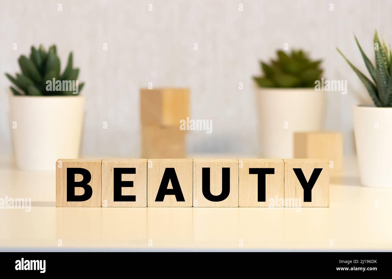 You are beautiful word written on wood block. You are beautiful text on ...