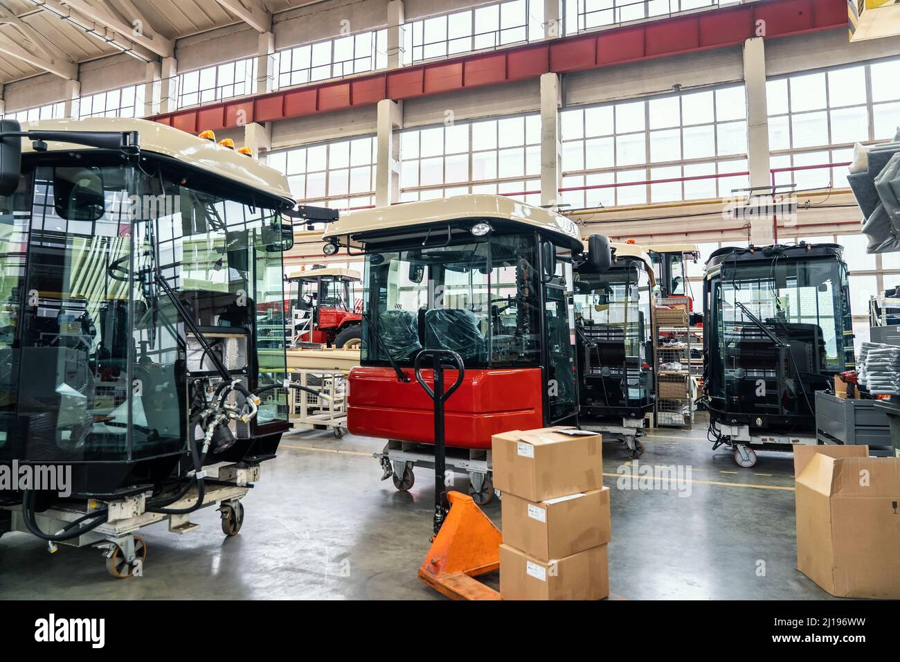 Cabins for harvesters ready for assembly and installation at factory ...