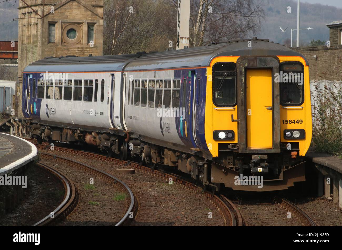 Northern Trains Super Sprinter dmu train arriving at Carnforth railway ...