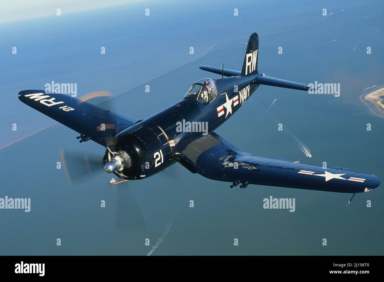 WWII Vought Corsairs fighter airplanes, used by the Marines and the ...