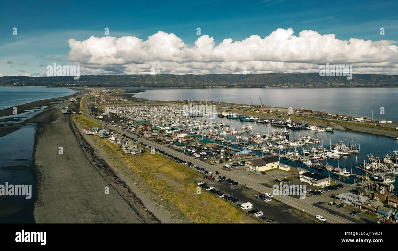 Aerial homer spit boat harbor hi-res stock photography and images - Alamy