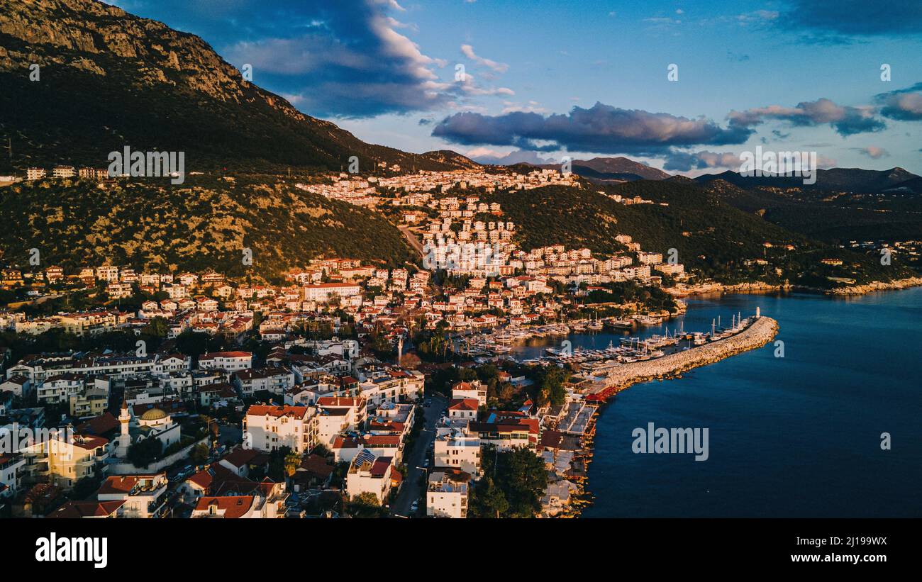 2020 June. Antalya, Turkey. Bird eye view of the Kas, Antalya. Photo ...
