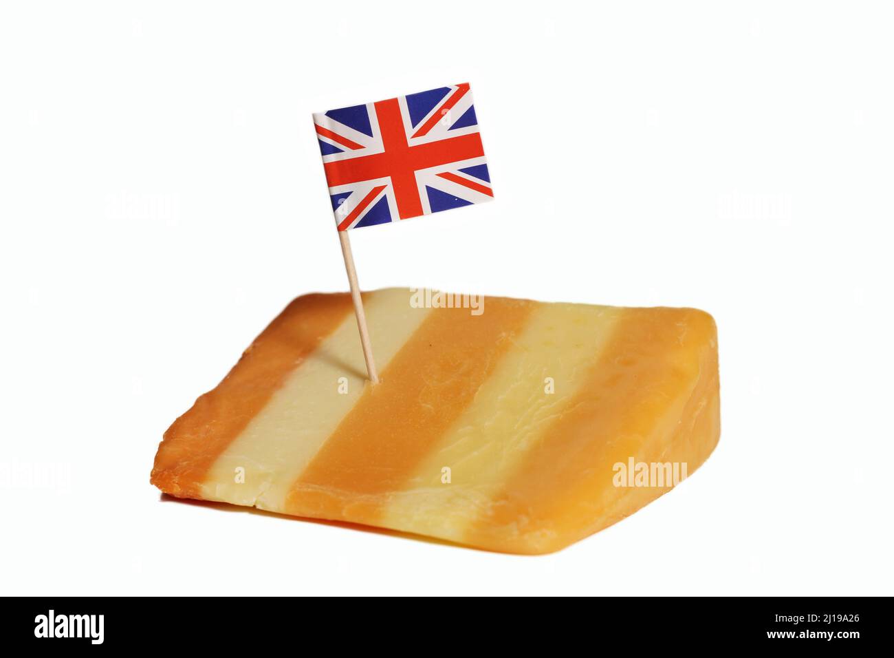 5 Layered English Cheese With British Flag Isolated on White Stock ...