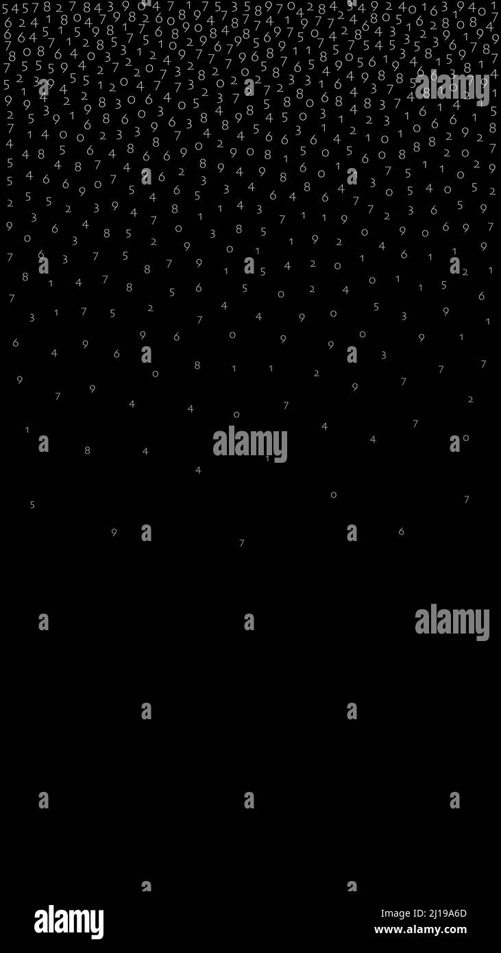 Falling numbers, big data concept. Binary white flying digits. Vibrant ...