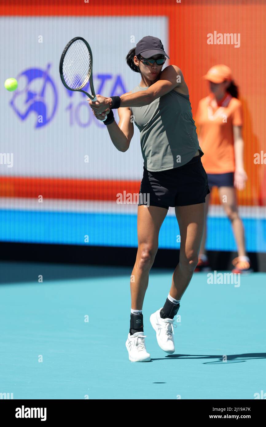MIAMI GARDENS, FLORIDA - MARCH 23: Naomi Osaka of Japan defeats Astra ...