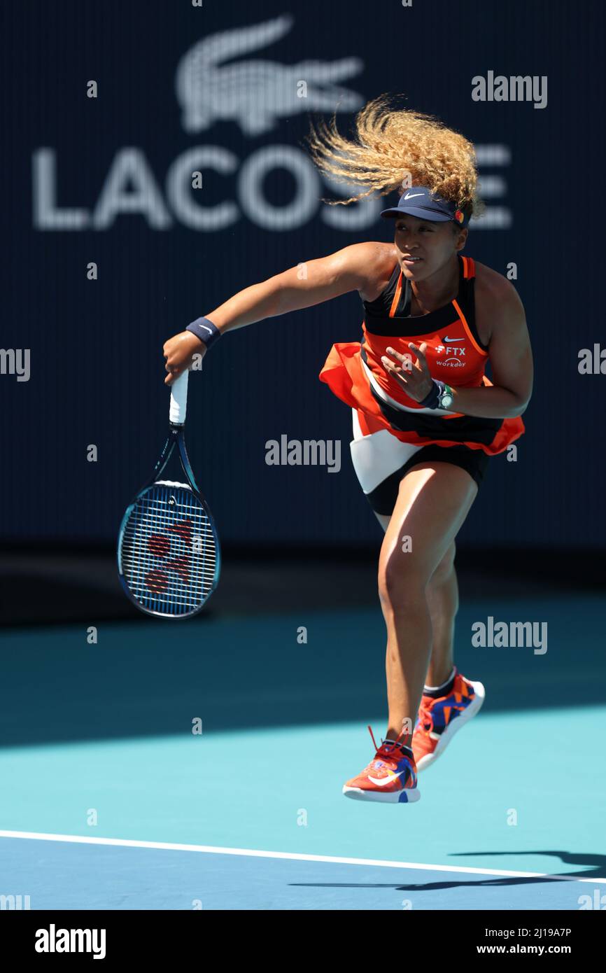 MIAMI GARDENS, FLORIDA - MARCH 23: Naomi Osaka of Japan defeats Astra ...
