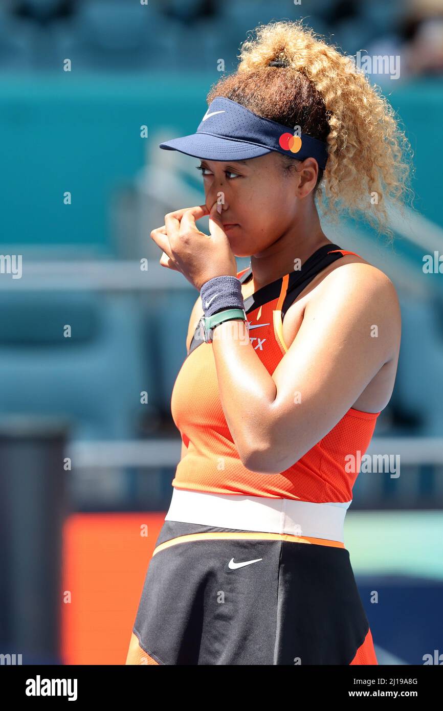MIAMI GARDENS, FLORIDA - MARCH 23: Naomi Osaka of Japan defeats Astra ...