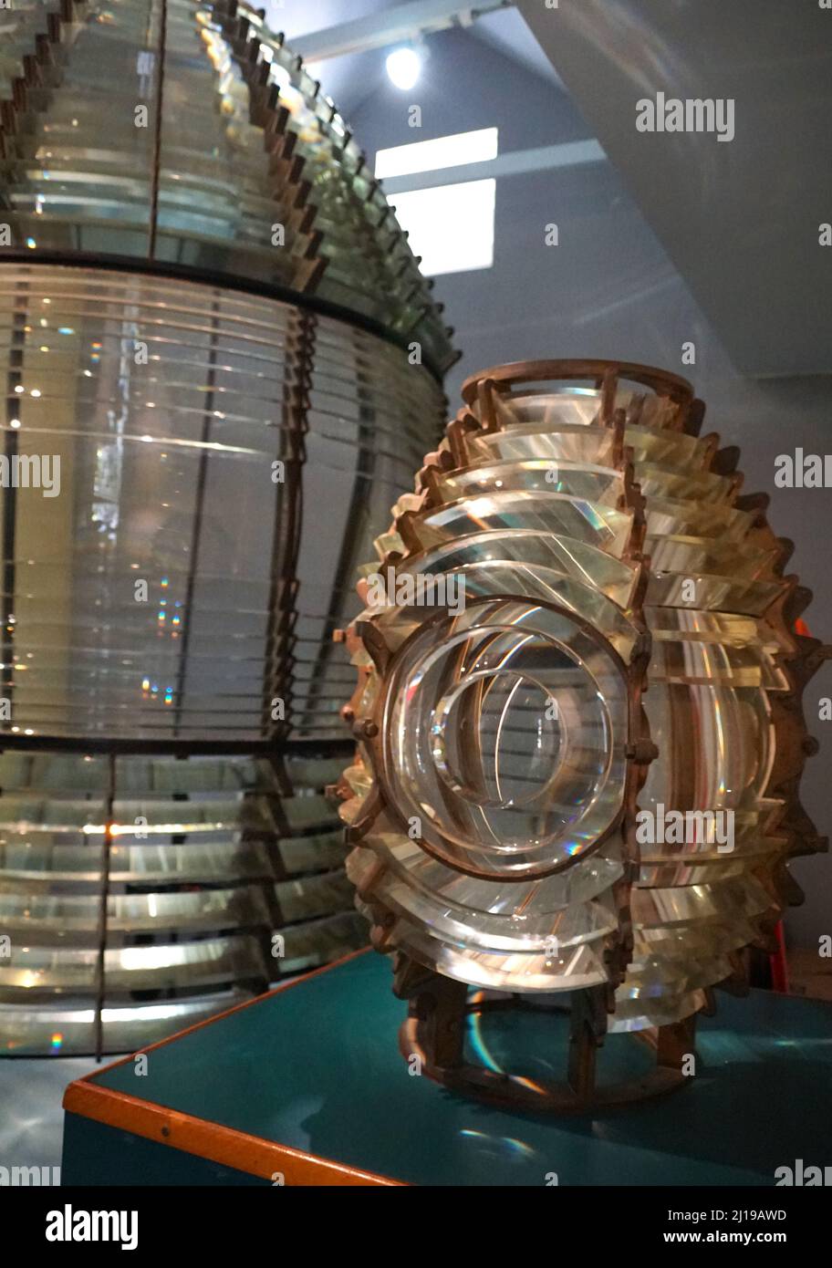 Bullseye lens that once used on the lighthouse at Key West, Florida, U ...