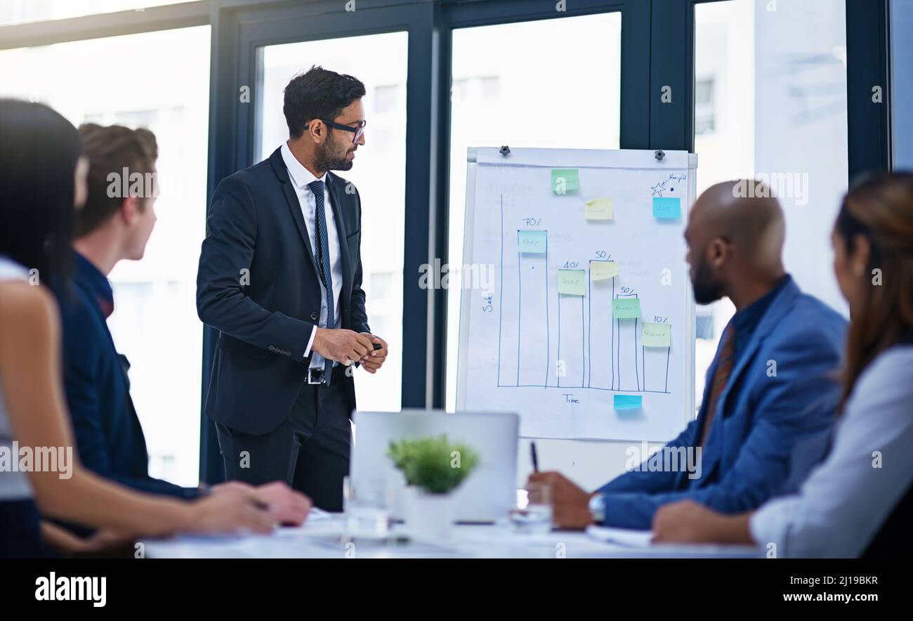 Time for him to pitch his idea to the team. Shot of a young businessman ...