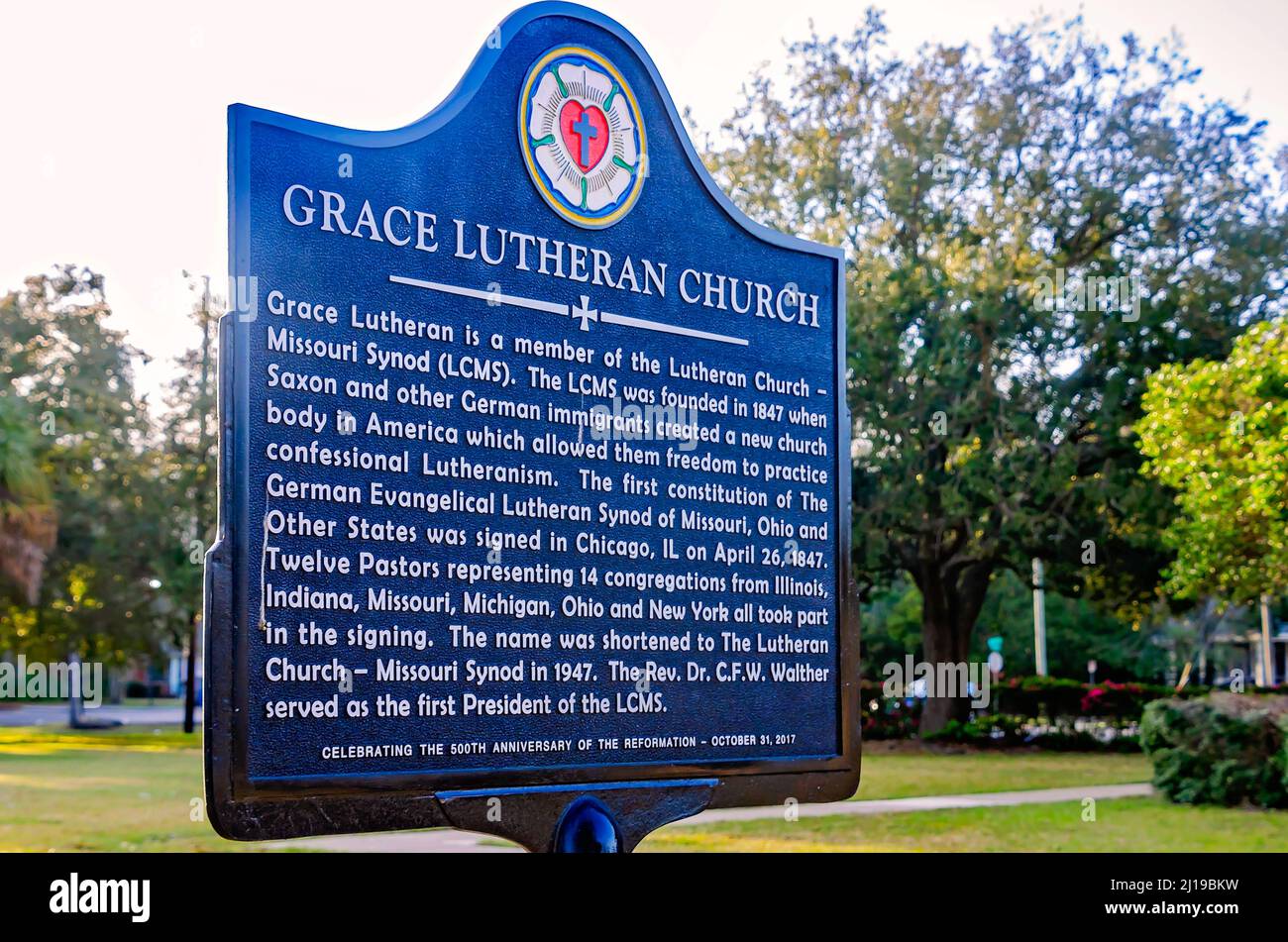 A historic marker tells the history of Grace Lutheran Church, March 5 ...