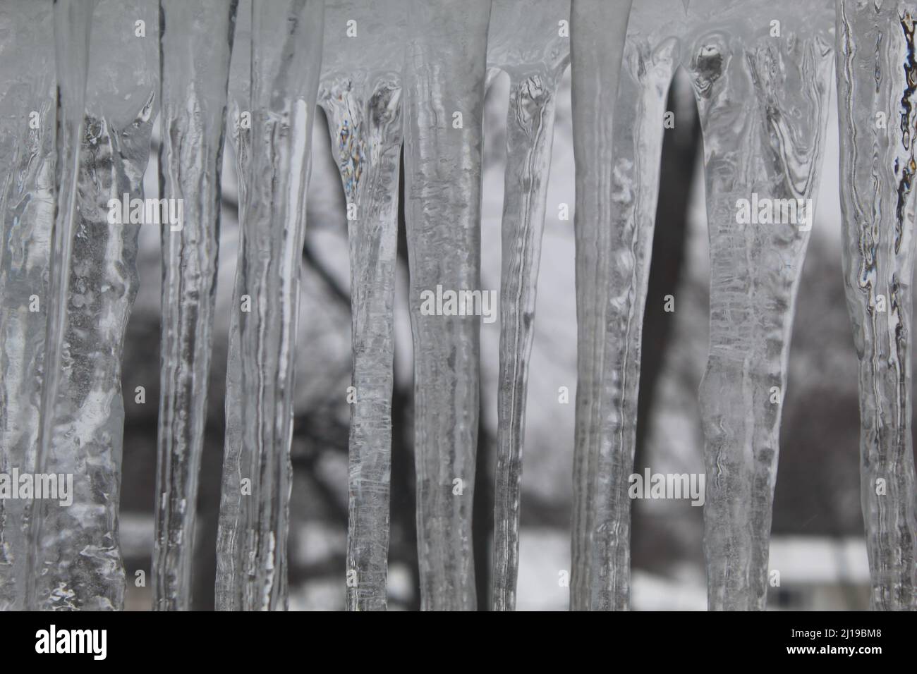 Icicles on a wintery window Stock Photo - Alamy
