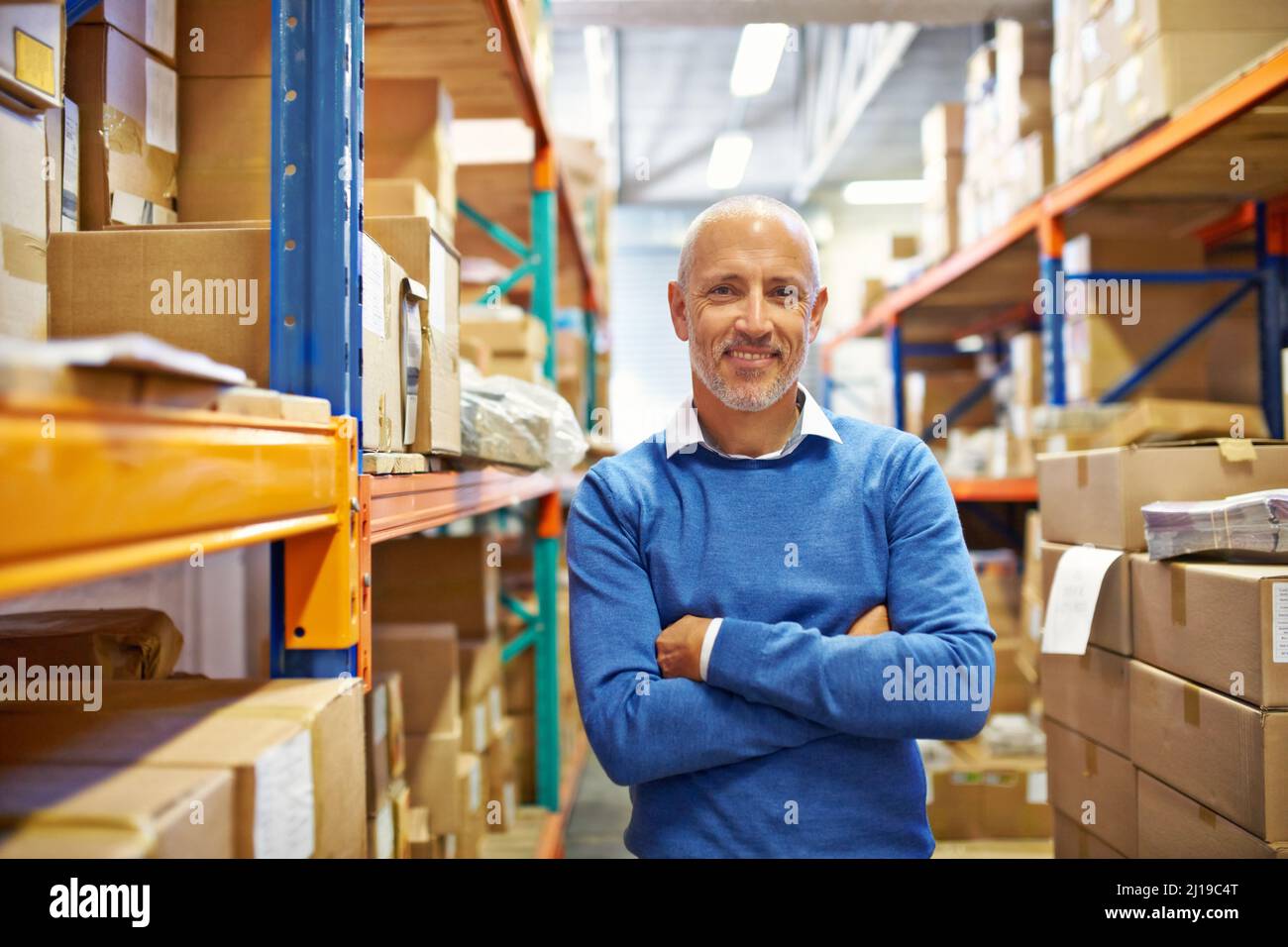 I do a great job and I know it. Portrait of a warehouse employee ...