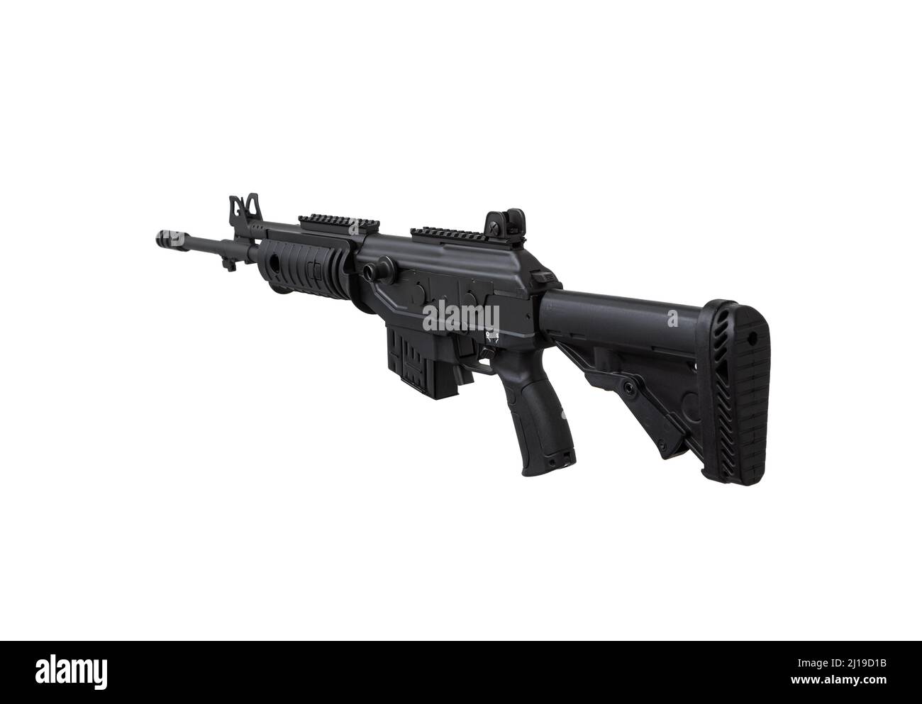 Soviet carbine in modern body kit isolate on a white background. Tuned ...