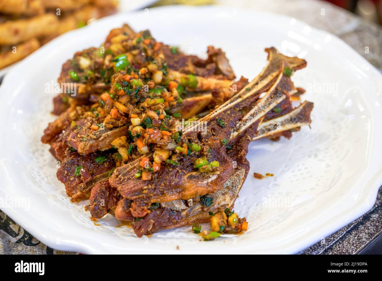 A delicious fried pork fan bone with salt and pepper Stock Photo - Alamy