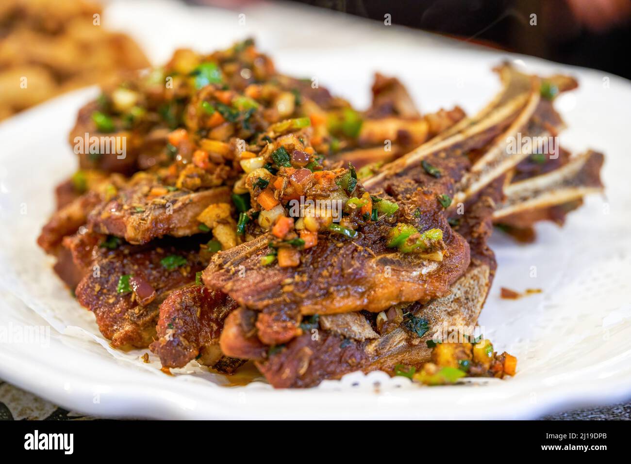 A delicious fried pork fan bone with salt and pepper Stock Photo - Alamy