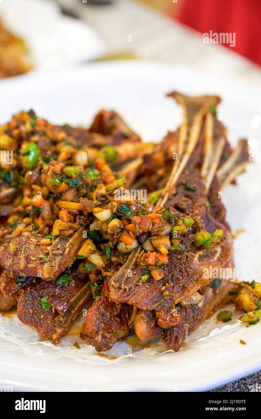 A delicious fried pork fan bone with salt and pepper Stock Photo - Alamy