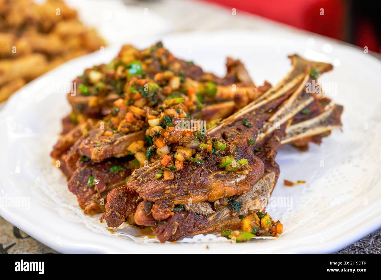 A delicious fried pork fan bone with salt and pepper Stock Photo - Alamy