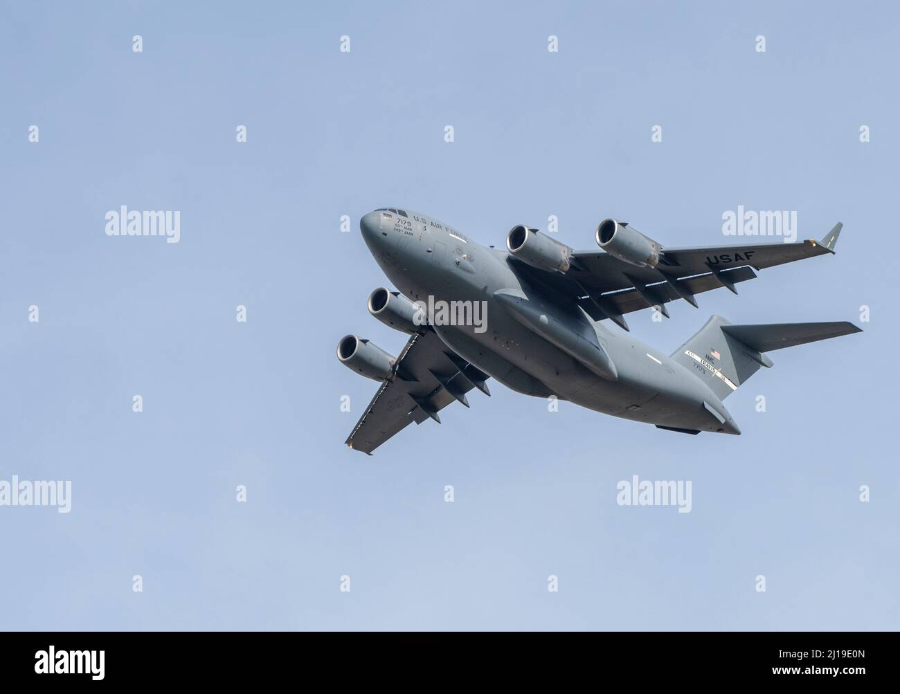 A U.S. Air Force C-17 Globemaster III conducts flight operations at ...