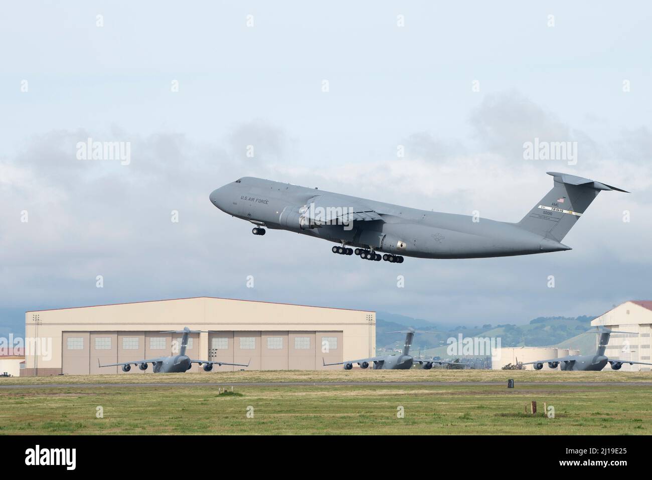 A U.S. Air Force C-5M Super Galaxy takes off from Travis Air Force Base, California, March 15 ...