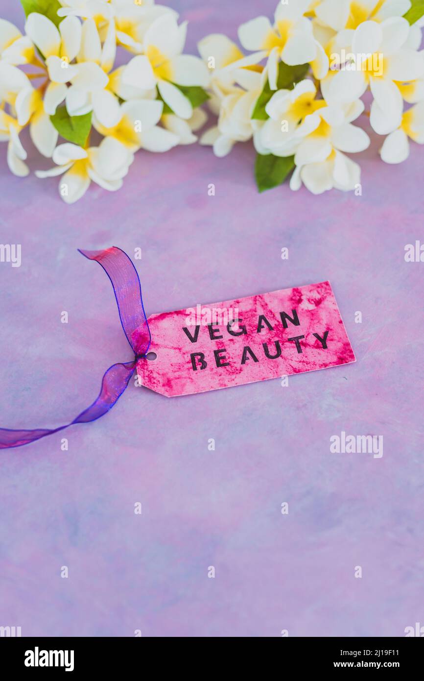 cruelty free beauty products concept, Vegan Beauty message on label ...