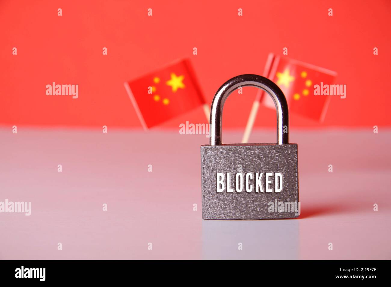 Closed padlock with blocking inscription. Closed borders of countries ...