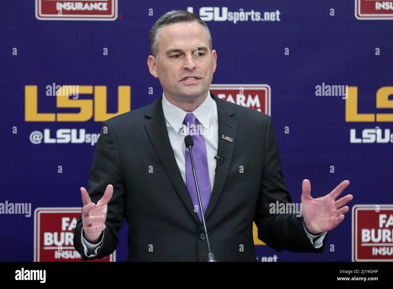 Baton Rouge, LA, USA. 23rd Mar, 2022. New LSU Head Basketball Coach ...