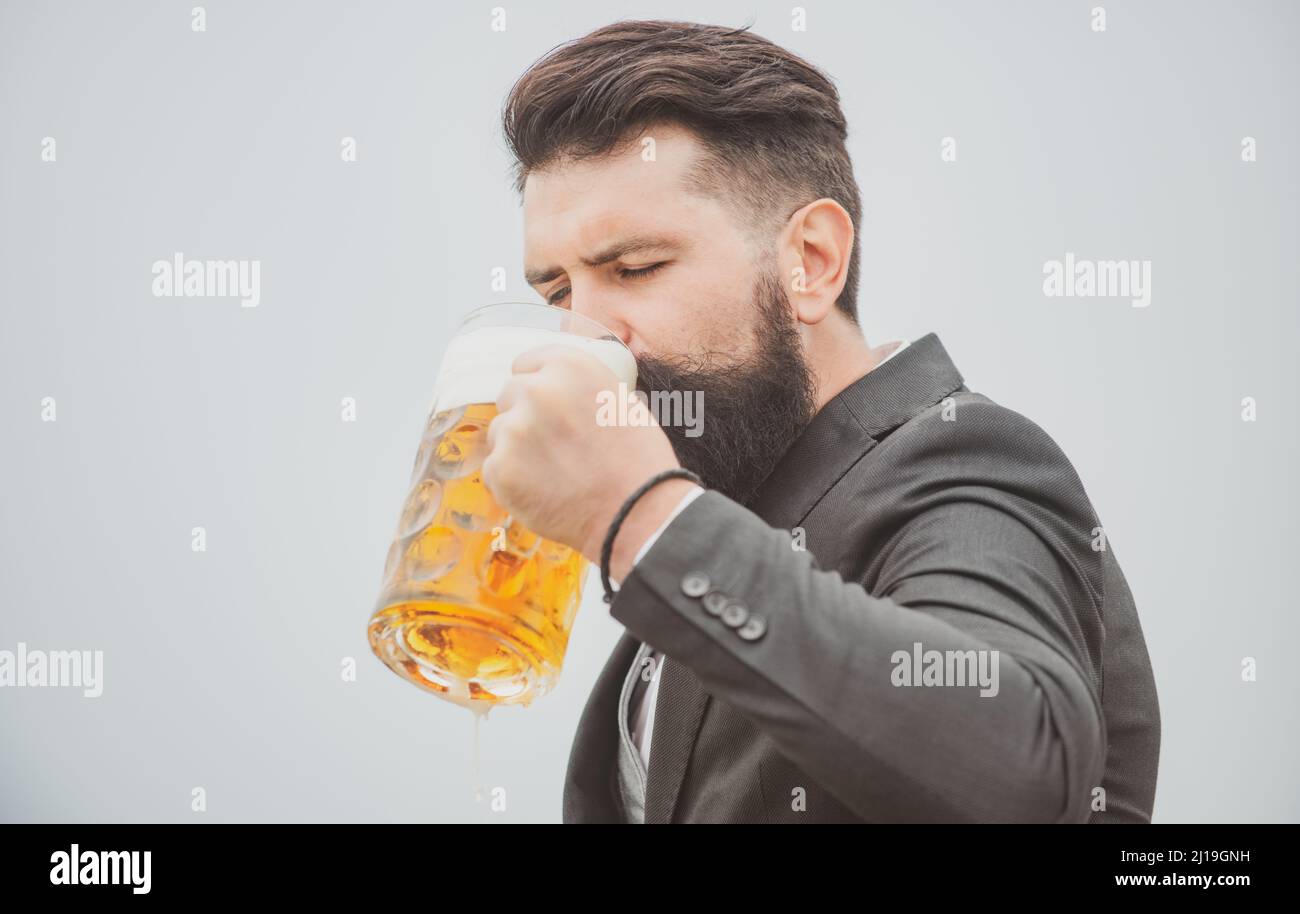 Handsome man drinking pint beer hi-res stock photography and images - Alamy