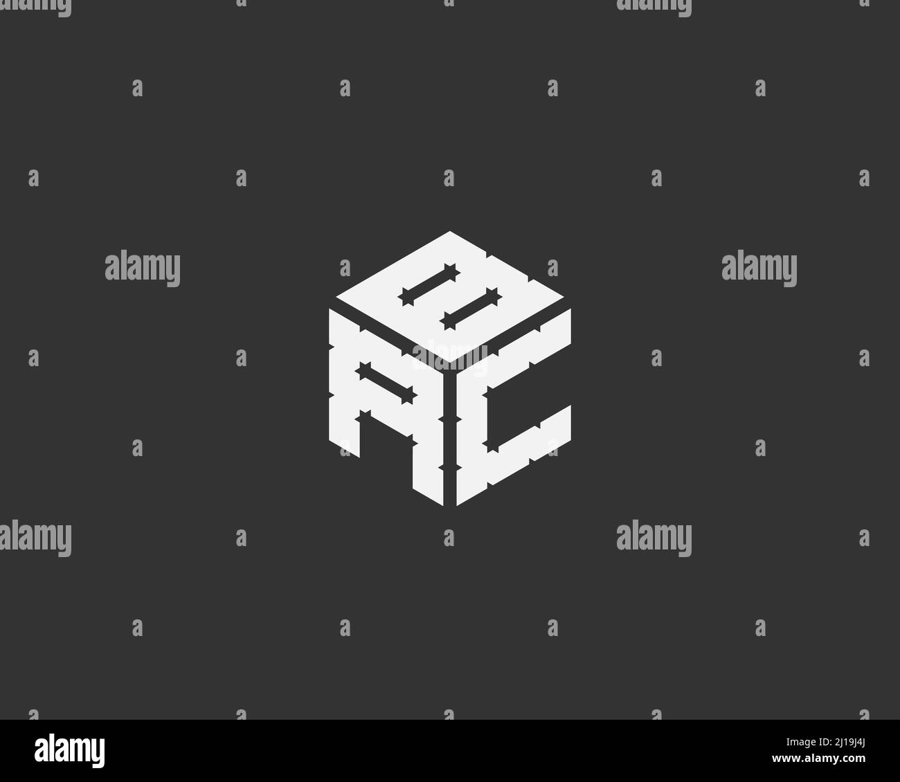 hexagonal geometric letter A B C.B C A.C A B vector logo design ...