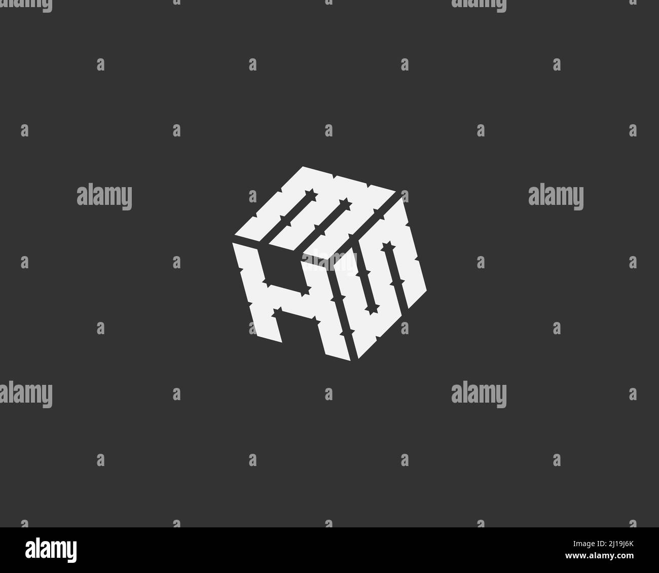 hexagonal geometric letter M H S vector logo design illustration Stock ...