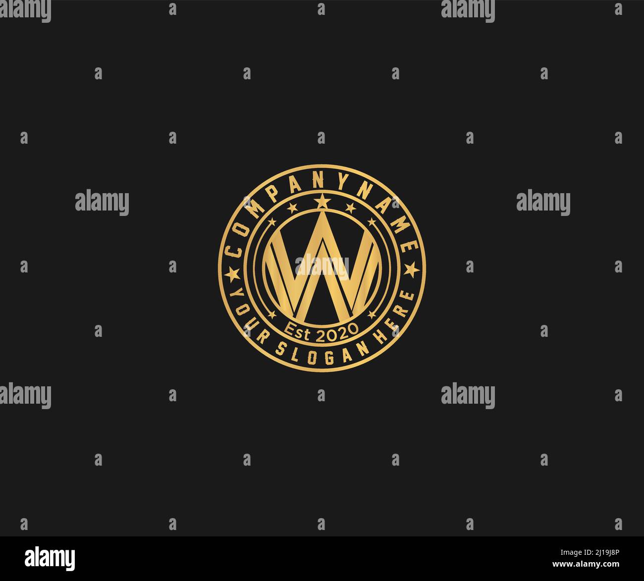 golden vintage logo design with letter W vector logo design ...