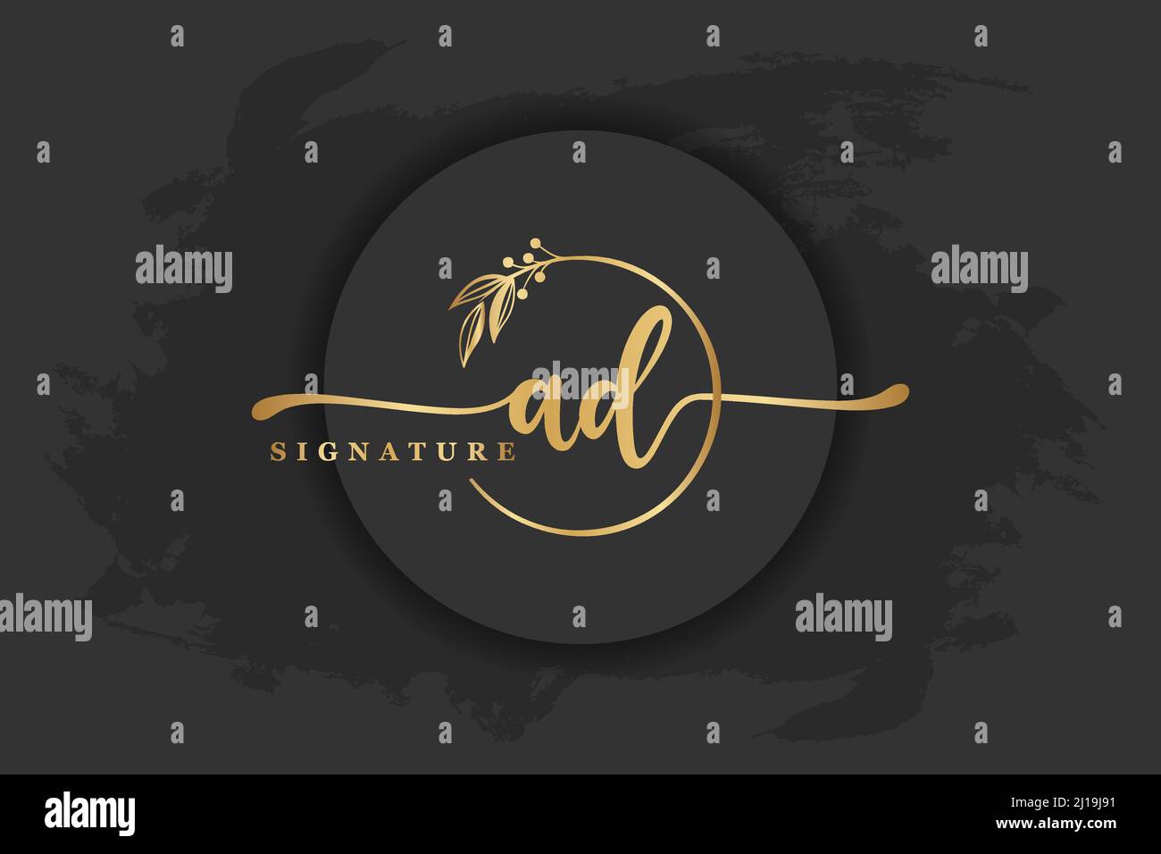 golden signature logo for initial letterLetter Ad. Handwriting vector ...