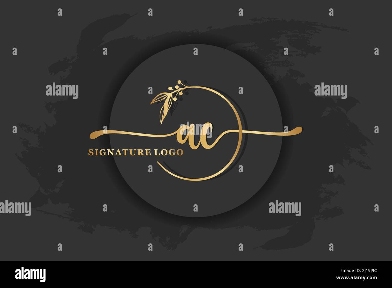 golden signature logo for initial letterLetter AC. Handwriting vector ...