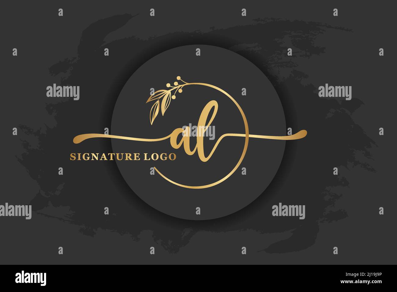 golden signature logo for initial letterLetter al. Handwriting vector ...