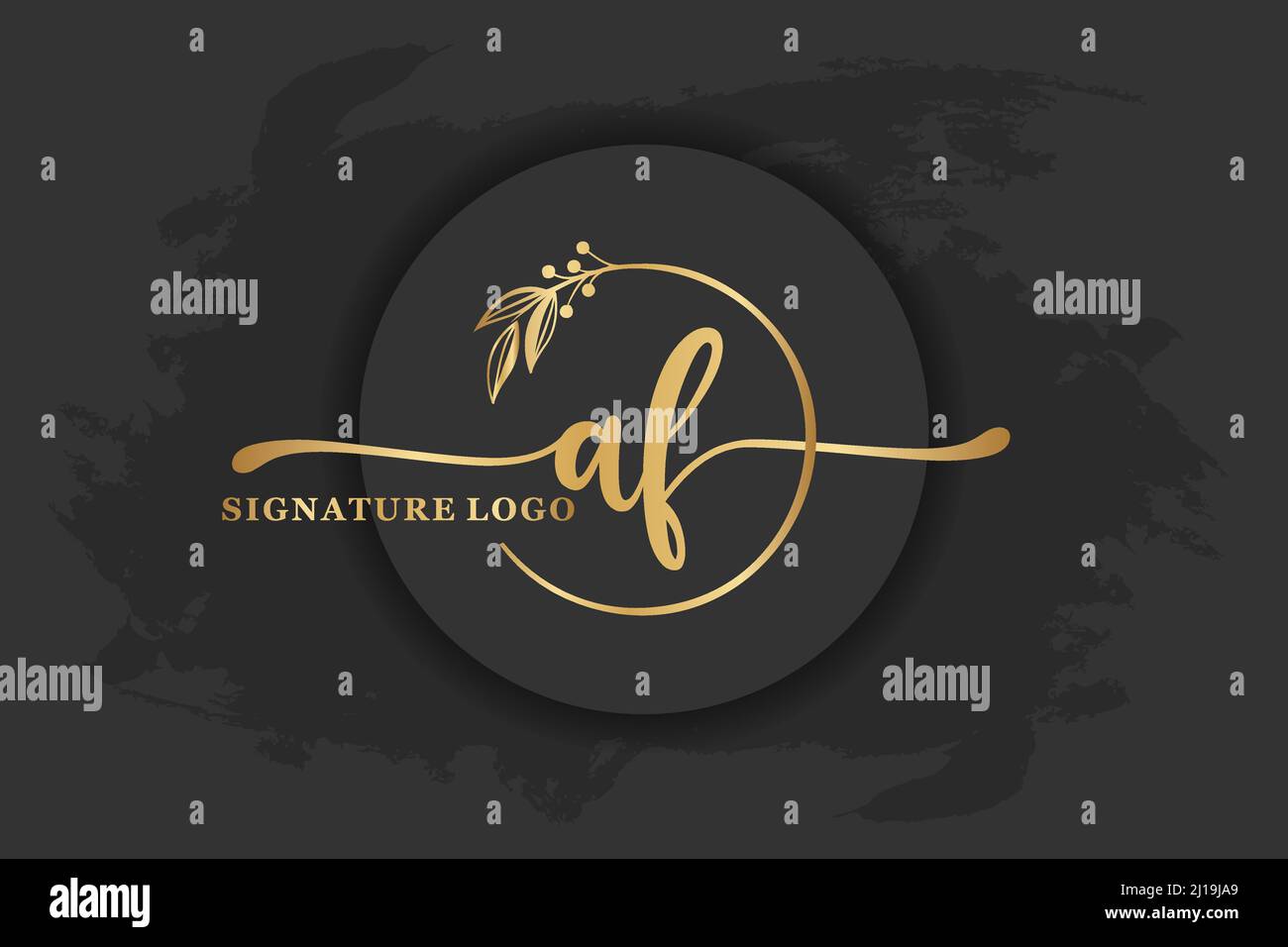 golden signature logo for initial letterLetter af. Handwriting vector ...