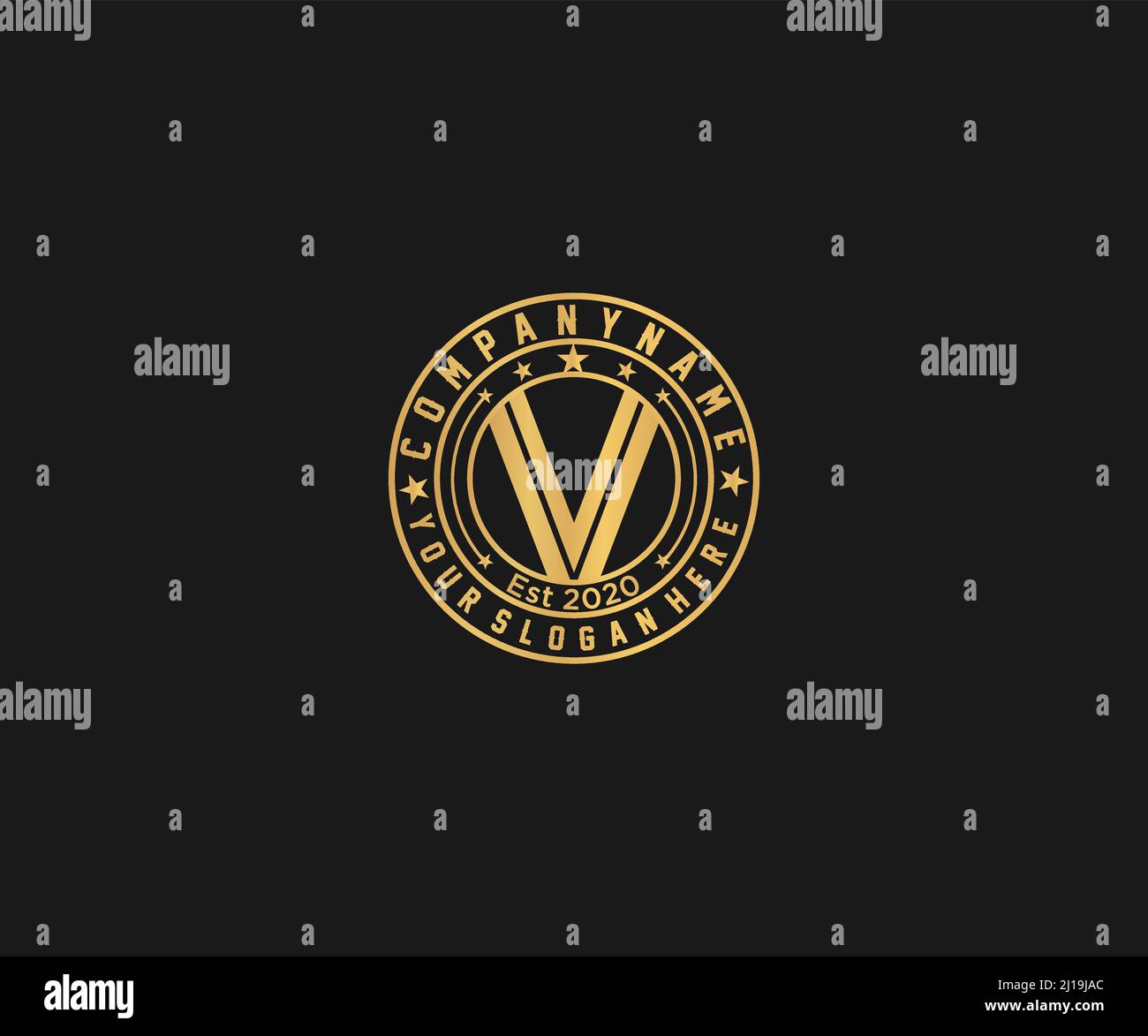 golden vintage logo design with letter V vector logo design ...