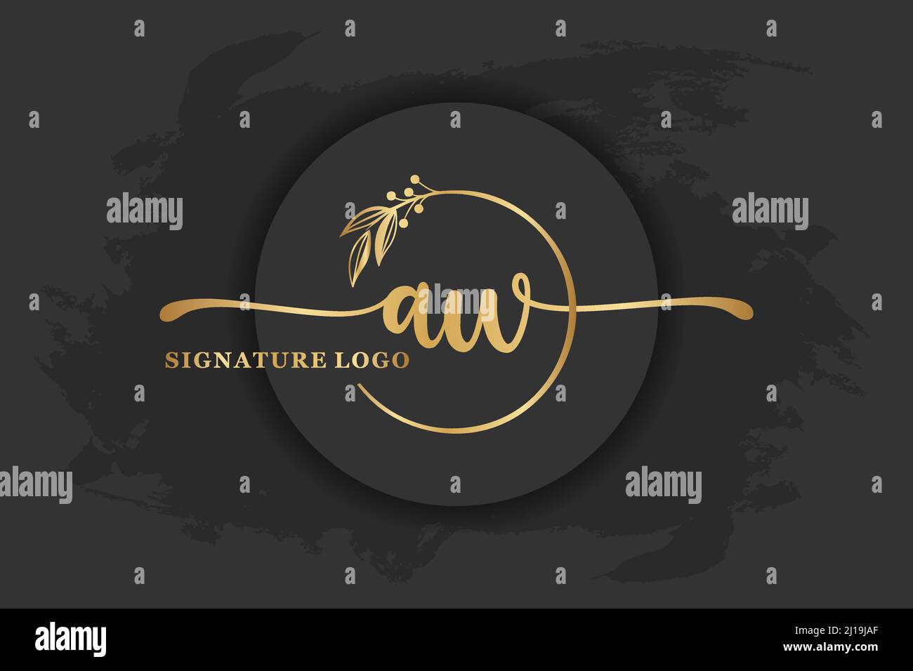 golden signature logo for initial letterLetter aw. Handwriting vector ...