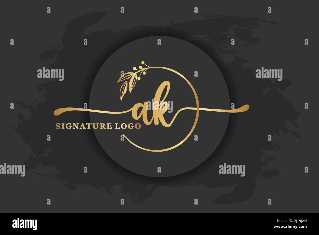 golden signature logo for initial letterLetter ak. Handwriting vector ...