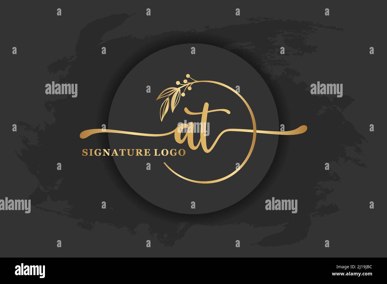 golden signature logo for initial letterLetter at. Handwriting vector ...