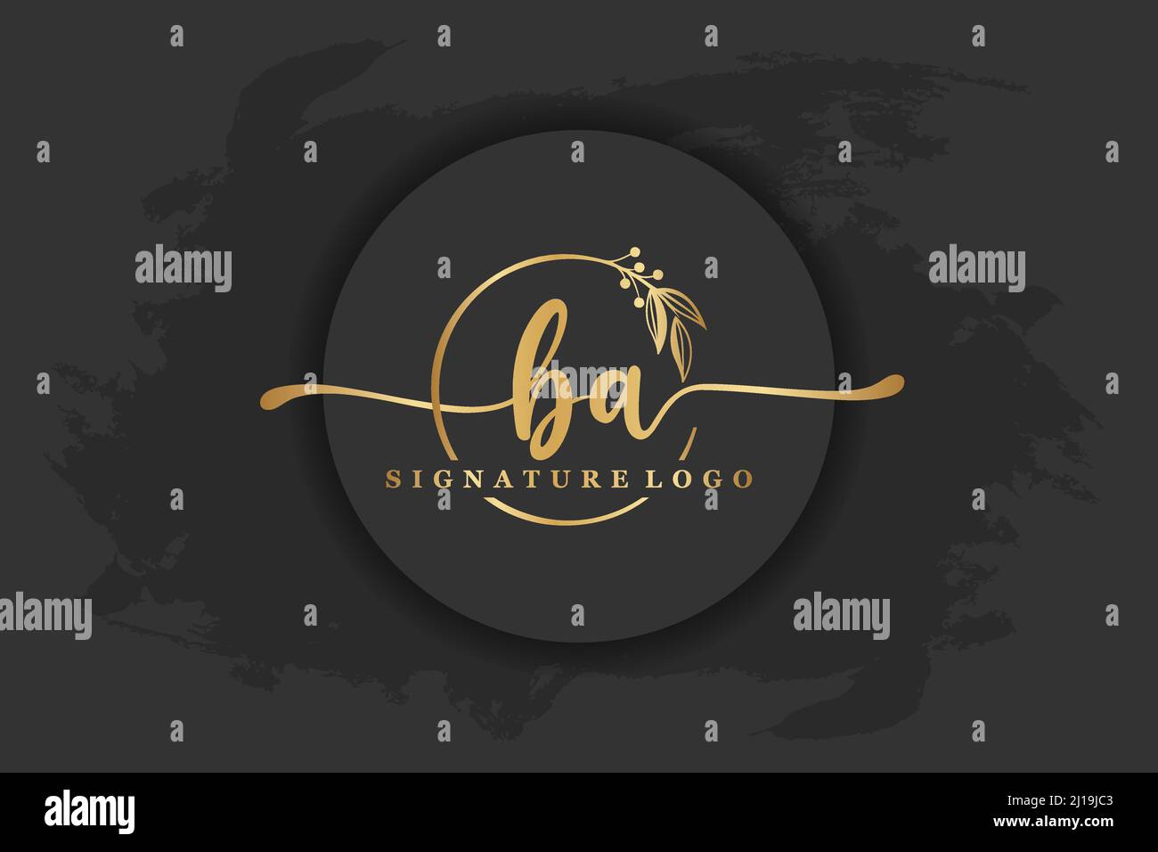 golden signature logo for initial letter ba. Handwriting vector ...