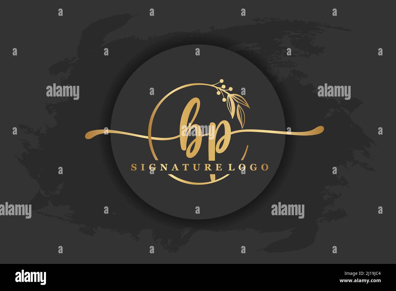 golden signature logo for initial letterLetter bp. Handwriting vector ...