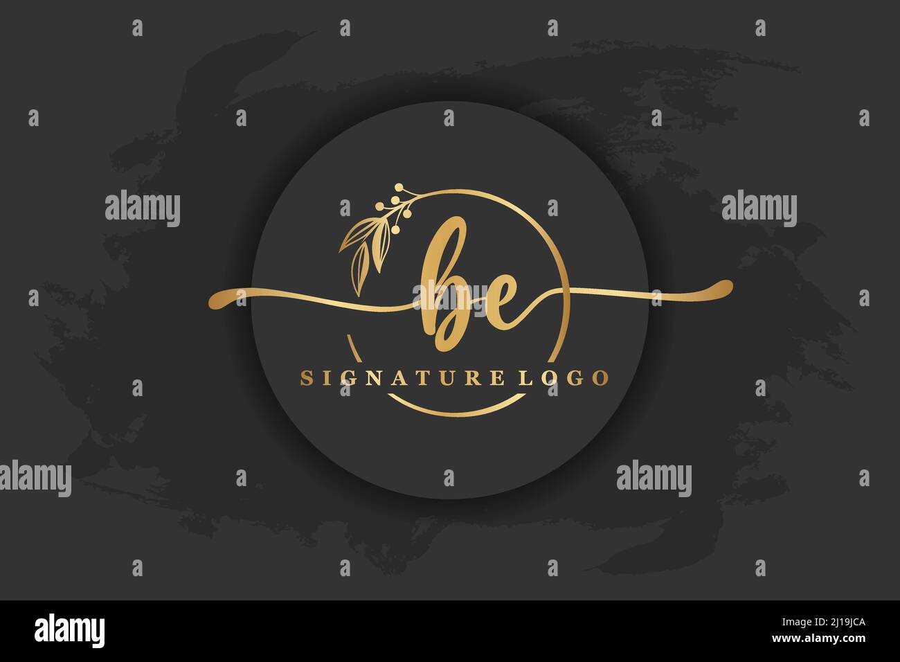 golden signature logo for initial letterLetter be. Handwriting vector ...