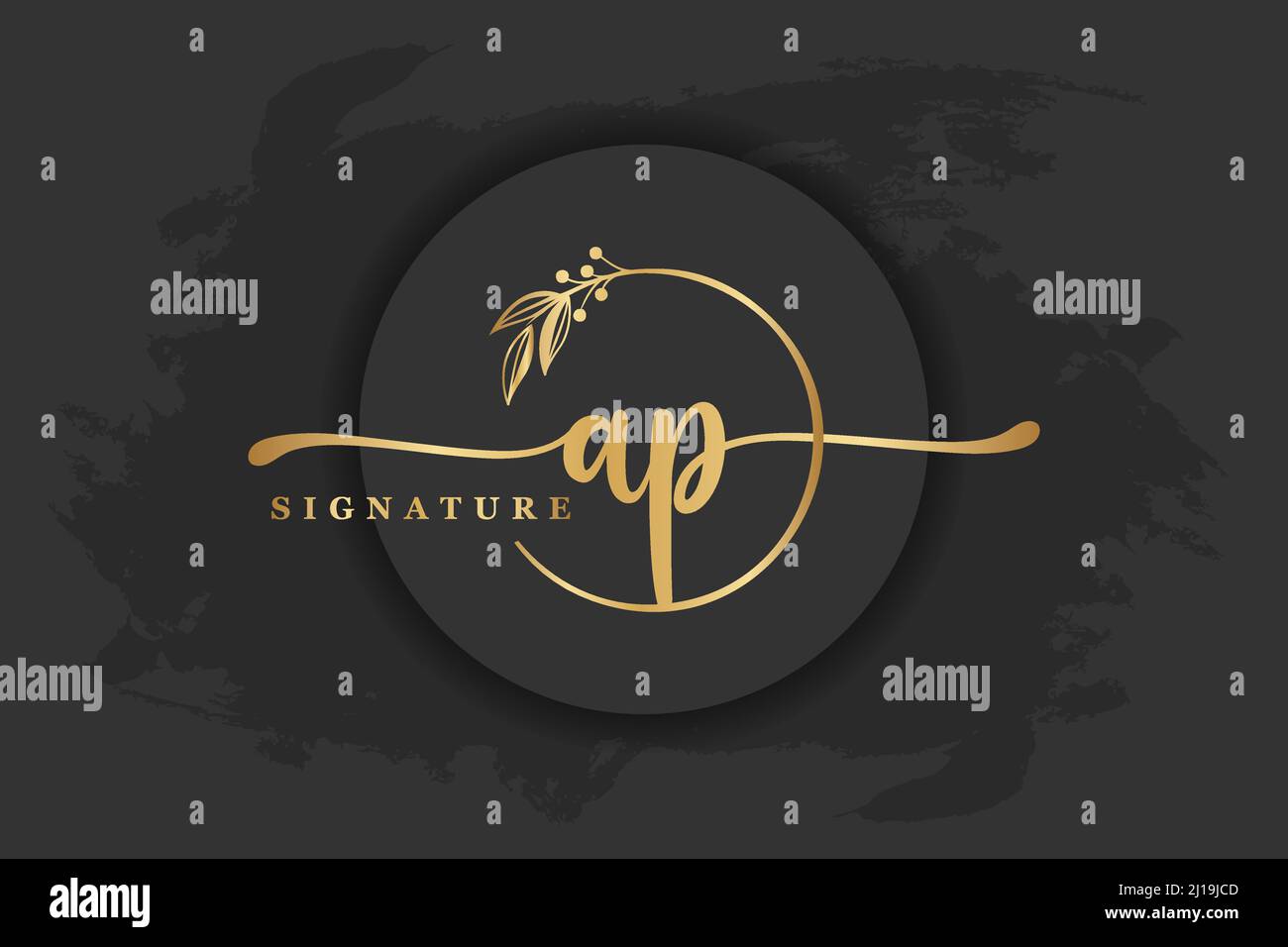 golden signature logo for initial letterLetter ap. Handwriting vector ...