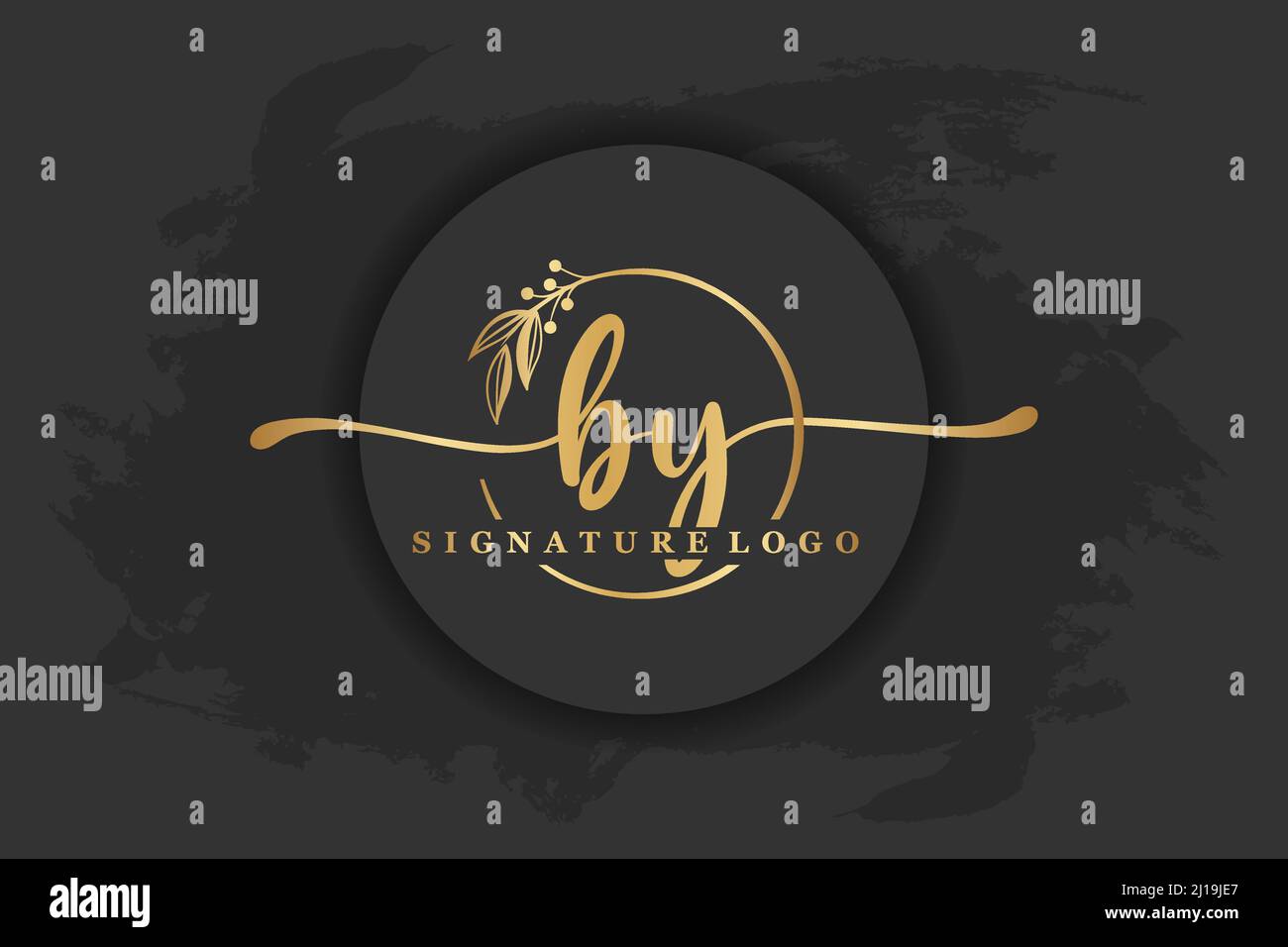 golden signature logo for initial letterLetter by. Handwriting vector ...