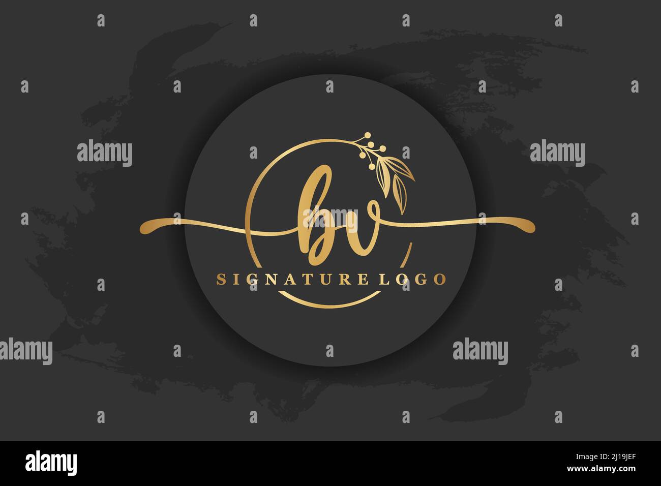 golden signature logo for initial letterLetter bv. Handwriting vector ...