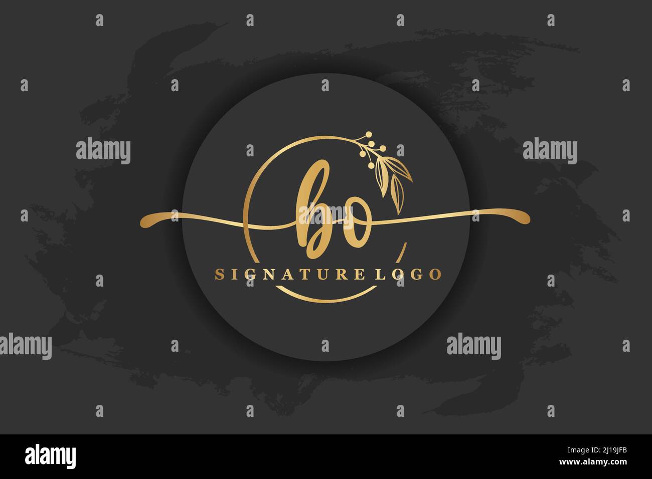 golden signature logo for initial letterLetter bo. Handwriting vector ...