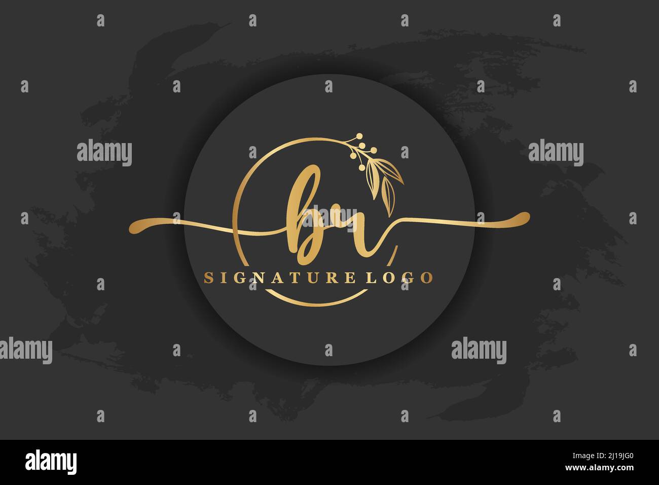 golden signature logo for initial letterLetter br. Handwriting vector ...